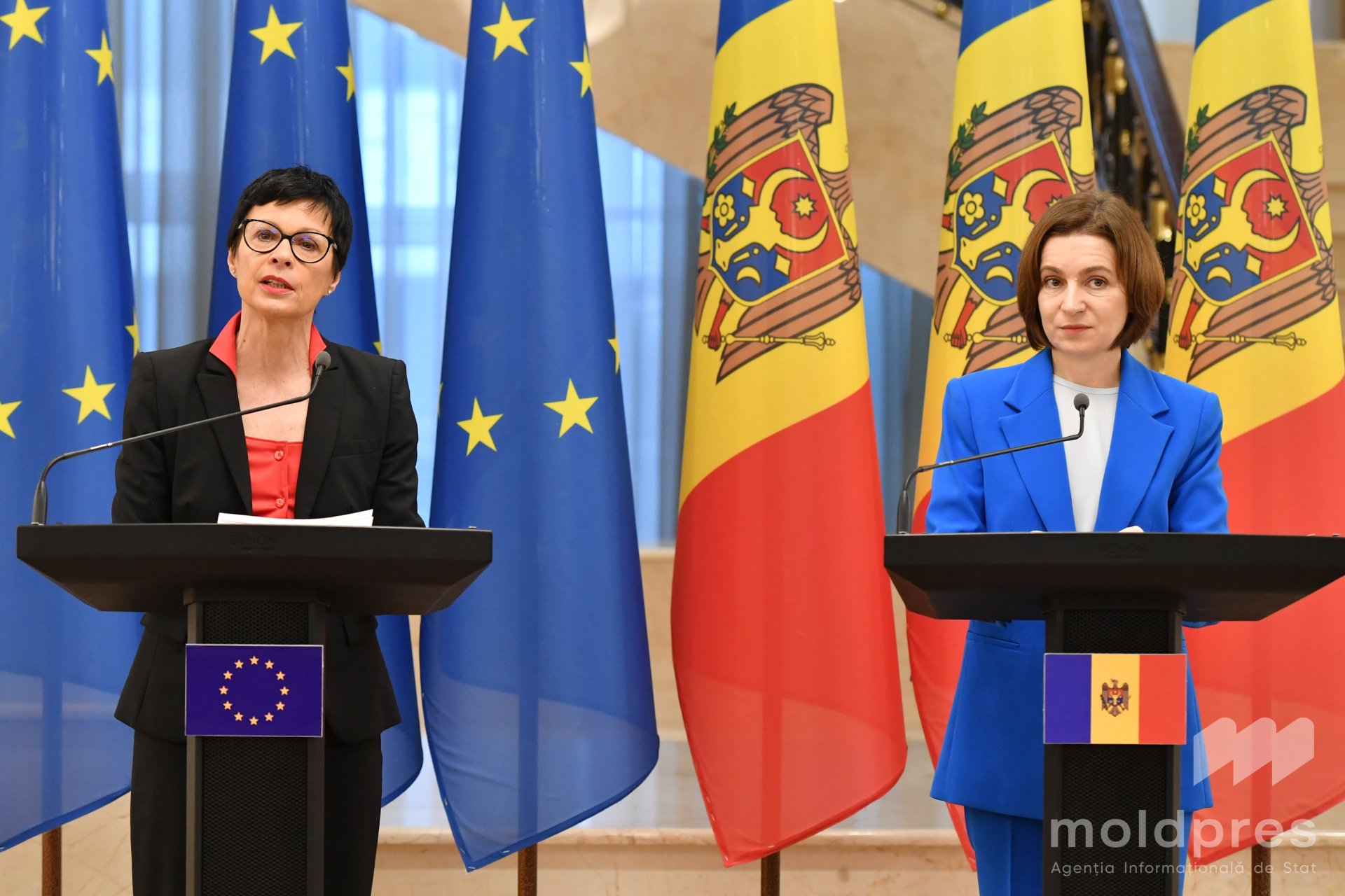 News conference given by Moldova's President Maia Sandu and European ...